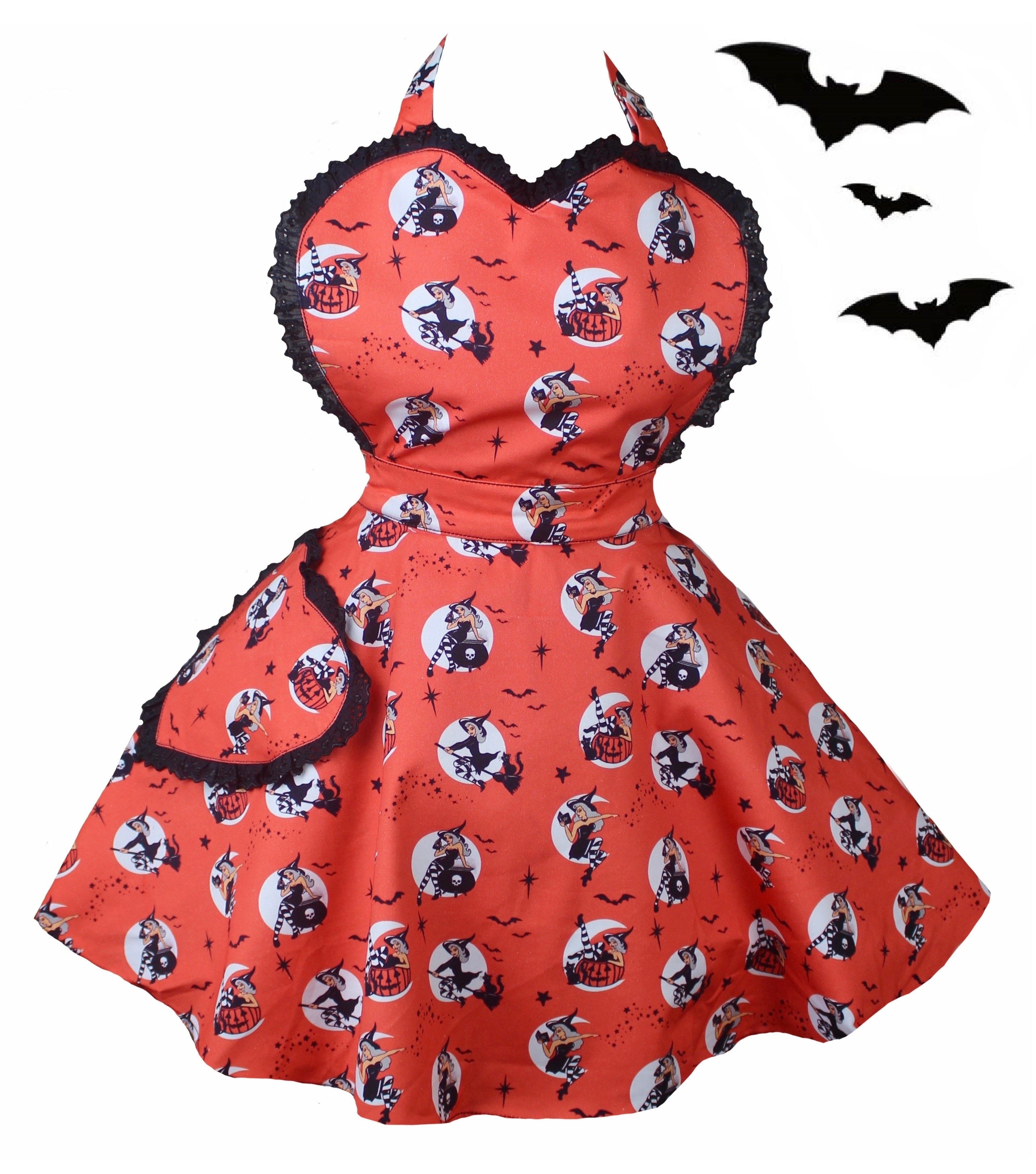 Bewitched, Halloween Apron. Pin Up Witches Sweetheart Women's Apron ...